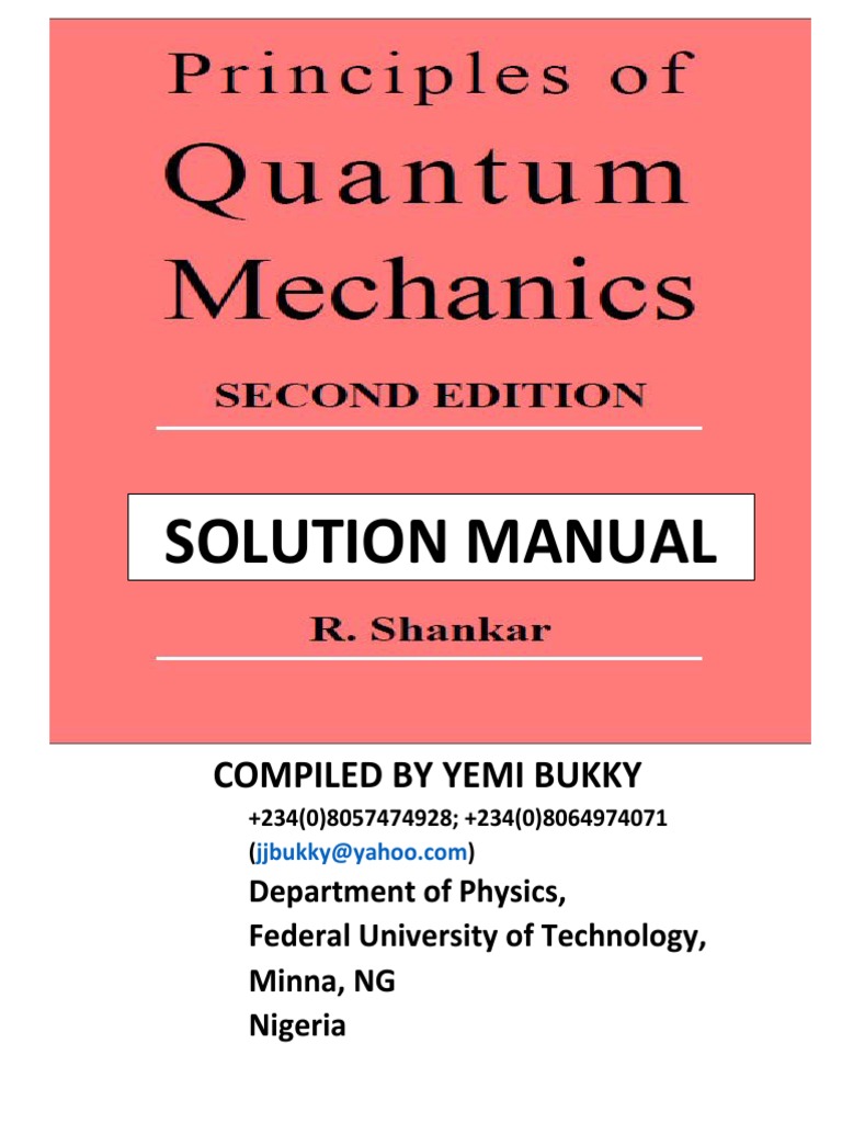 Shankar Quantum Mechanics Solution | PDF | Atomic Orbital | Eigenvalues ...