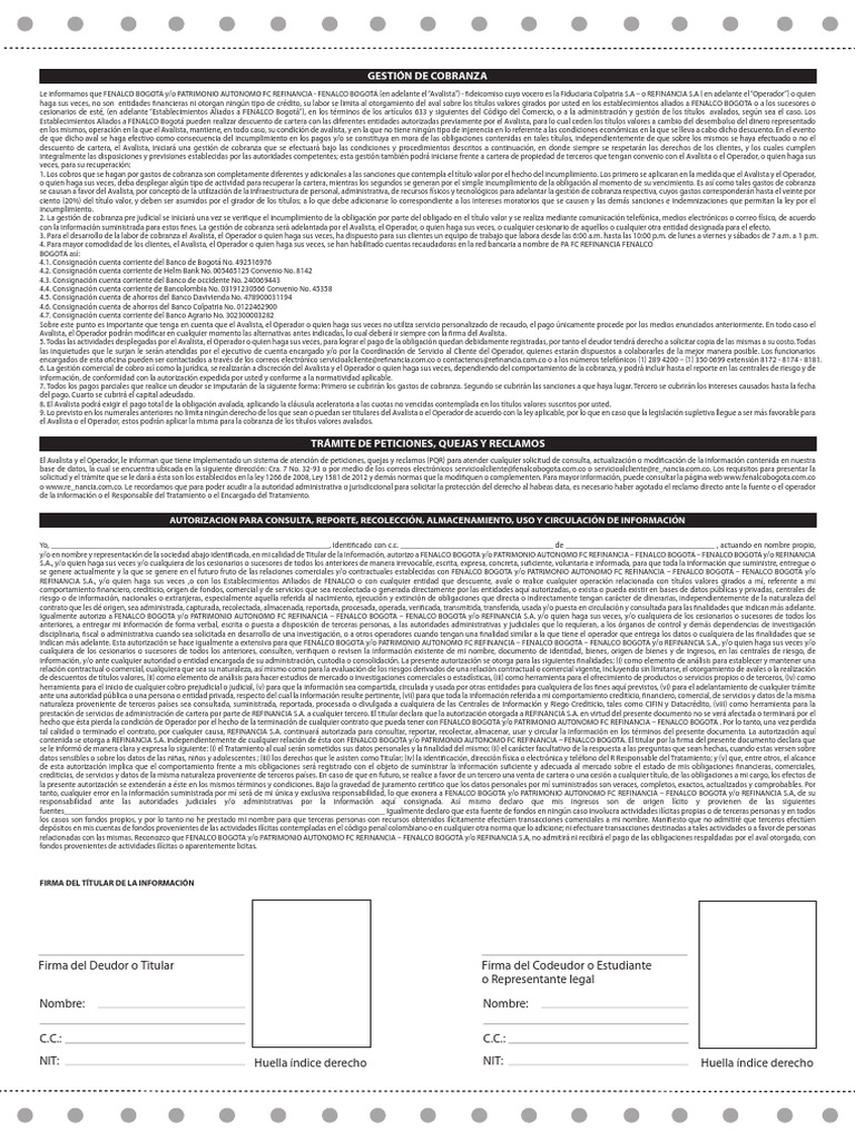 Formato Habeas Data | PDF | Pagos | Bancos