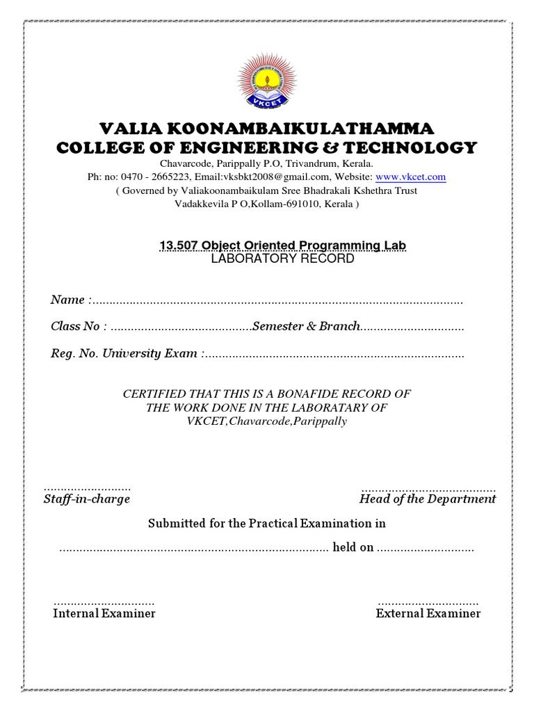 Oot or CPP or C++ Lab Record | PDF