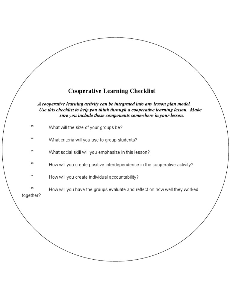 Cooperative Learning Activity Checklist | PDF | Applied Psychology ...
