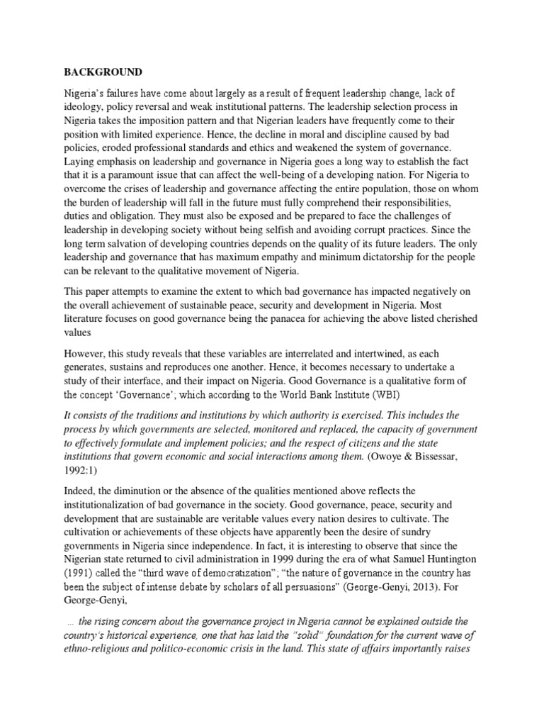 Bad Governance in Nigeria | PDF | Nigeria | Governance