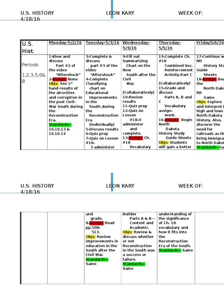 Lesson Plans Week 36 | PDF