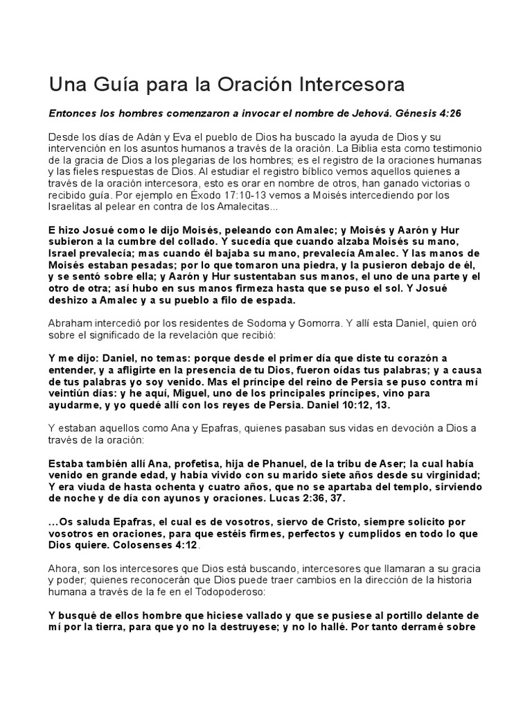 Una Guía para La Oración Intercesora | PDF | Moisés | Oración