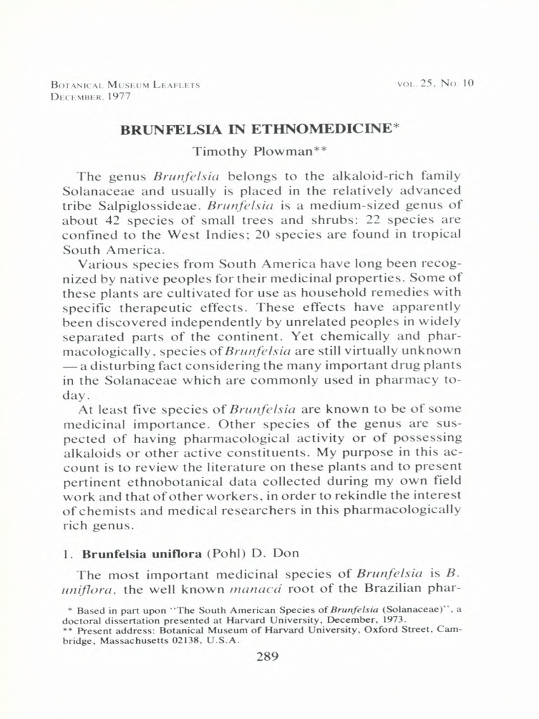 The Genus Brunfelsia: A Conspectus of The Taxonomy and Biogeography ...