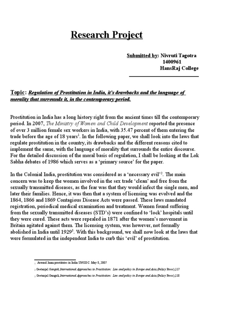 Research Project | PDF | Sex Work | Prostitution