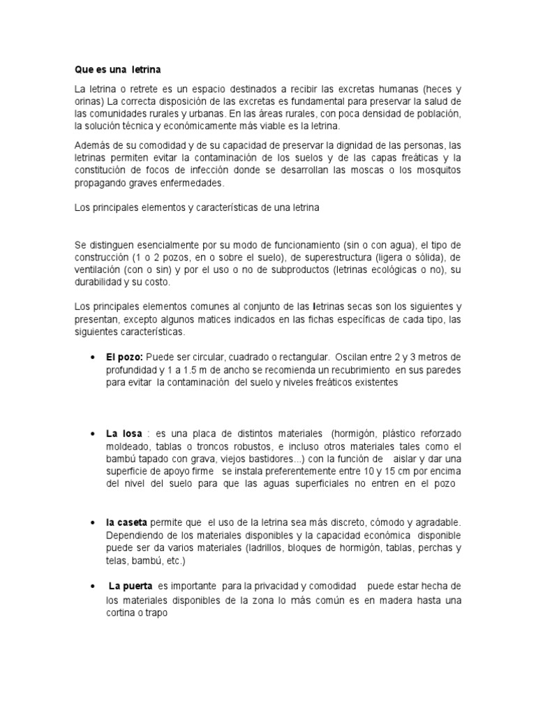 Que Es Una Letrina | PDF | Letrina | Agua