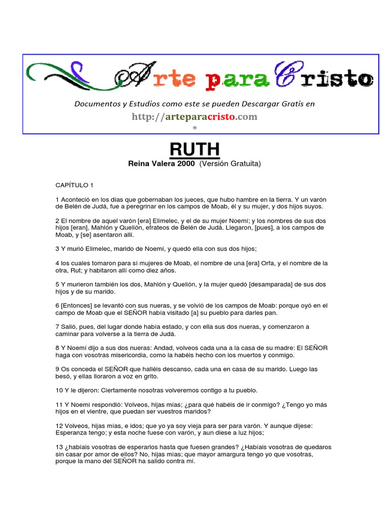RUTH - Reina Valera 2000 - Versión Gratuita - Arte para Cristo | PDF | Noemí (figura bíblica ...