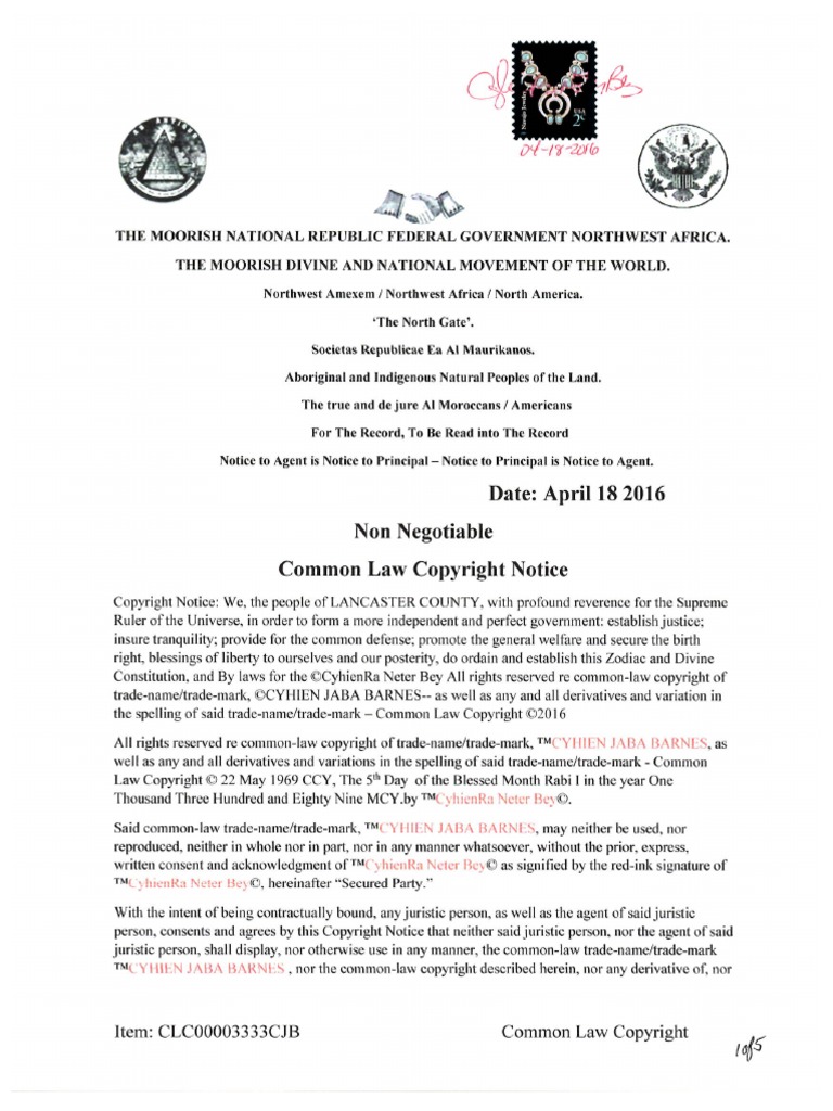 Common Law Copyright Notice | PDF