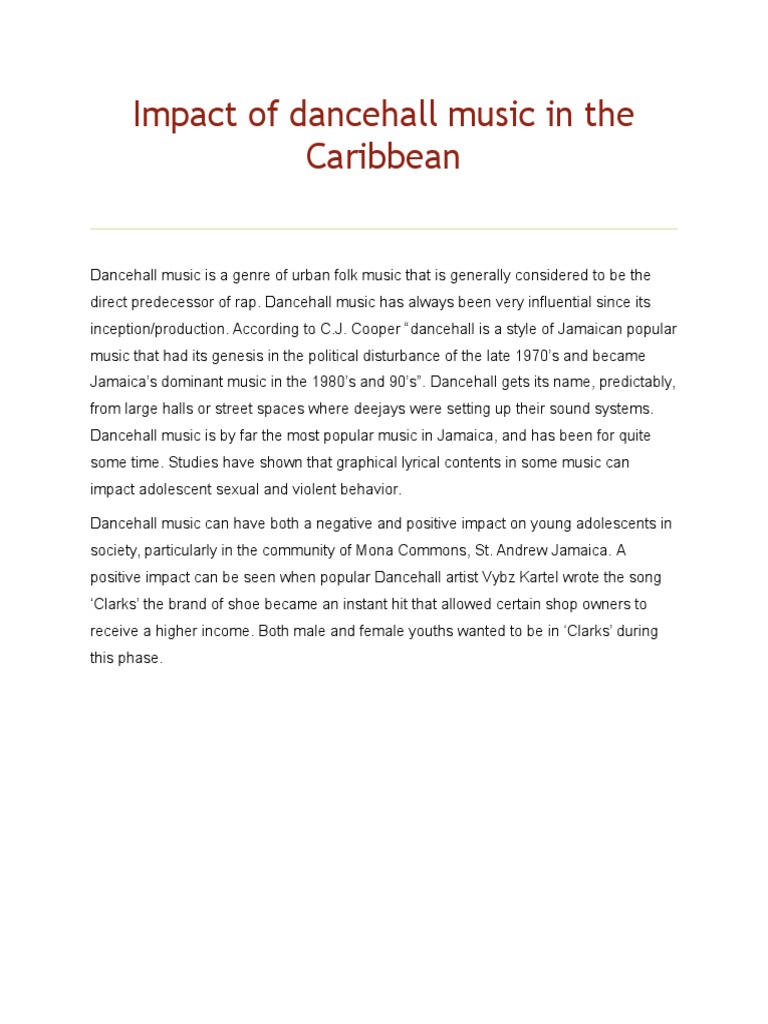Impact of Dancehall on Caribbean Youth | PDF | Performing Arts ...
