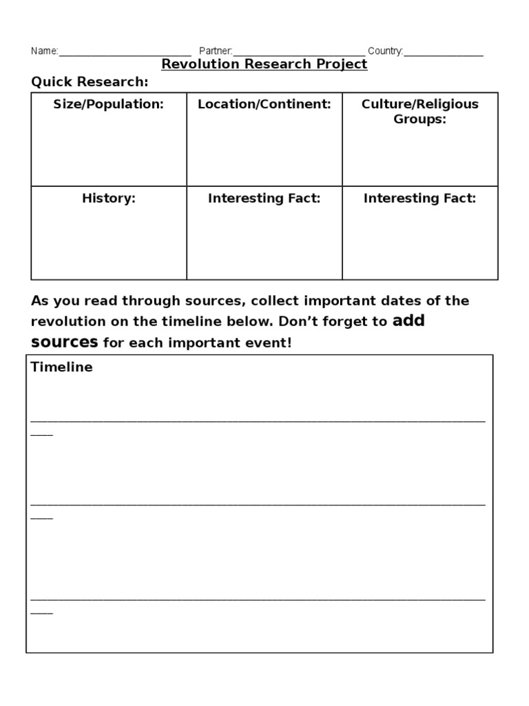 Add Sources: Revolution Research Project Quick Research | PDF | Social ...