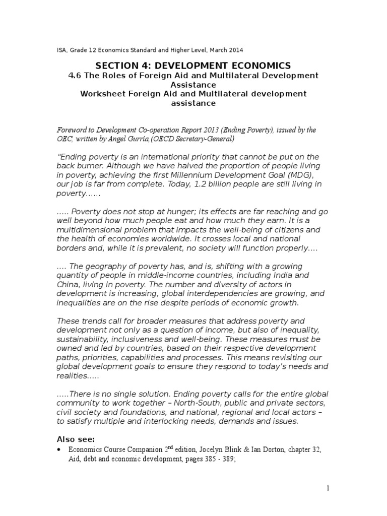 4.6 The Role of Foreign Aid | PDF | Development Assistance Committee | Aids