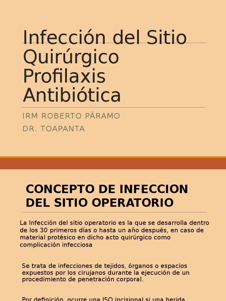 Infeccion de Sitio Quirurgico | Descargar gratis PDF | Antibióticos | Cirugía