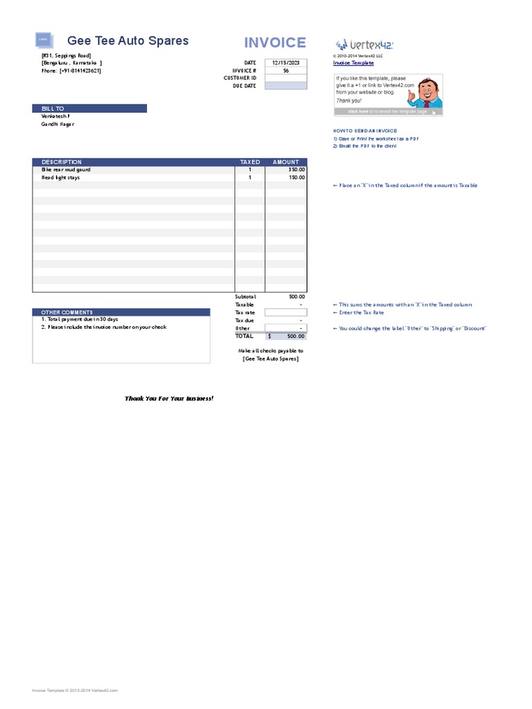 Invoice Template | PDF | Invoice | Cheque