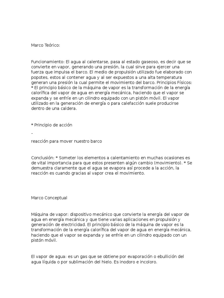 Marco Barco de Vapor Teórico | PDF | Máquina de vapor | Evaporación