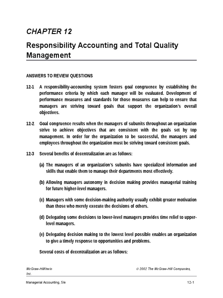 An Overview of Responsibility Accounting Concepts and Their Application ...