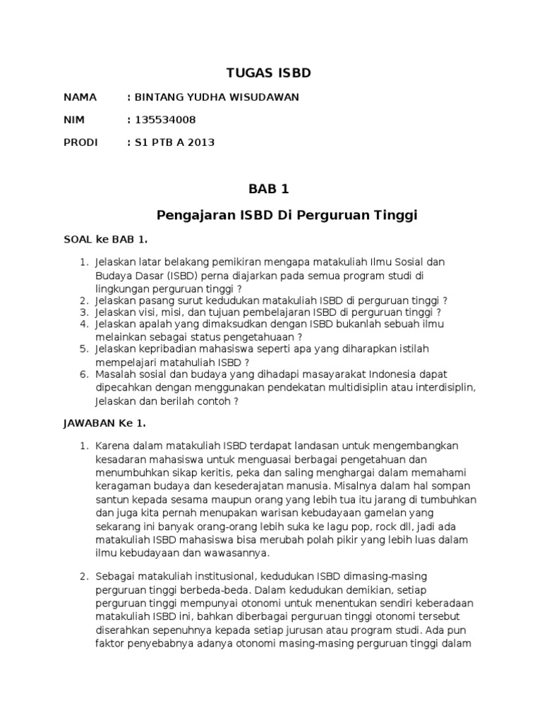 Soal Dan Penyelesaiaan Permasalahan ISBD | PDF | Ilmu Sosial