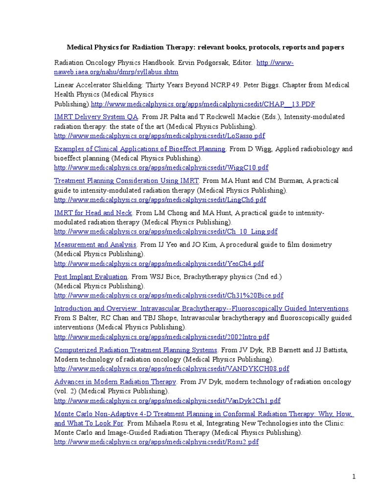 Medical Physics Resources | PDF | Radiation Therapy | Dosimetry