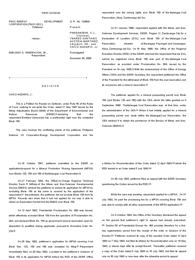 PNOC-EDC vs. Veneracion: Mining Rights Dispute | PDF | Appeal | Judiciaries