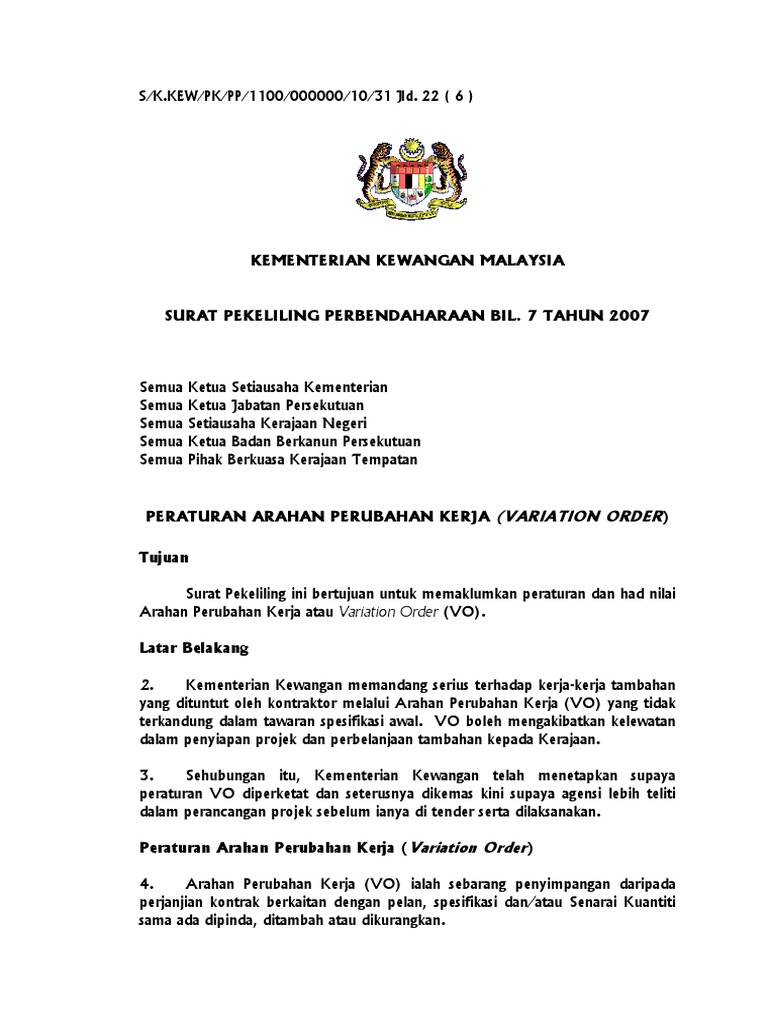 ER-18 (QS) Peraturan Arahan Perubahan Kerja SPP 202&203 150808 | PDF