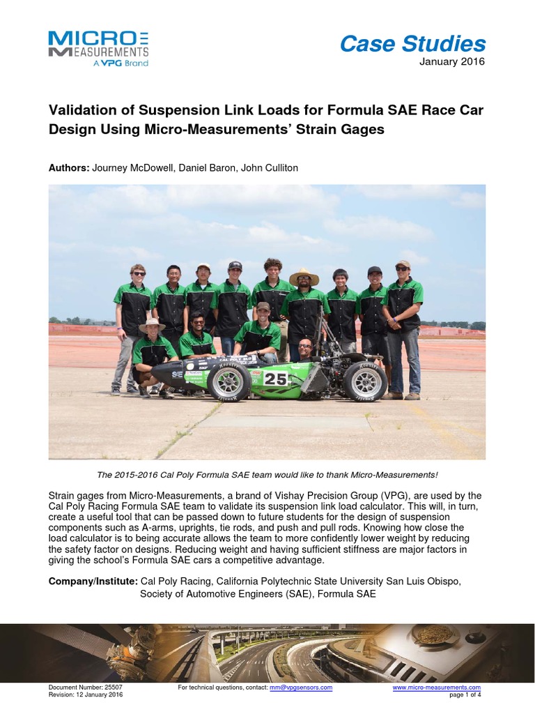 Formula SAE Suspension Load Validation | PDF | Suspension (Vehicle ...