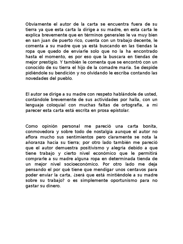 La carta de José Luis González: análisis | PDF | Poesía