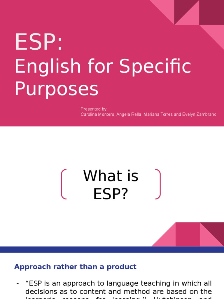 ESP Presentation | PDF | Teachers | Reading Comprehension