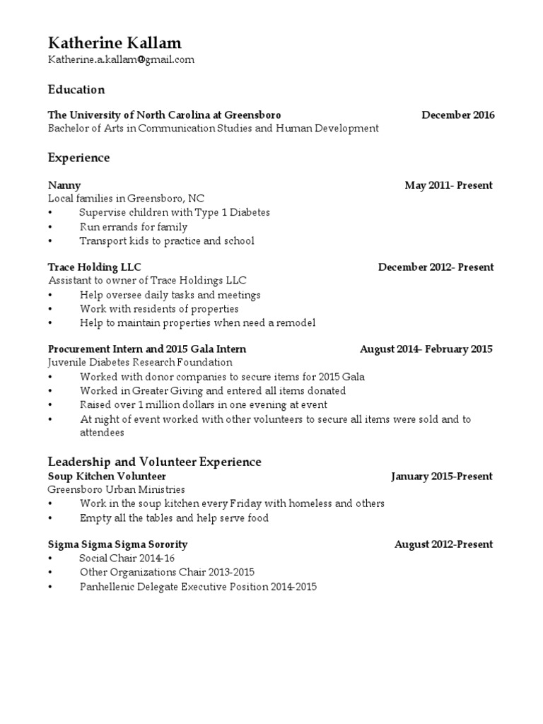 Katherine Kallam Resume | PDF