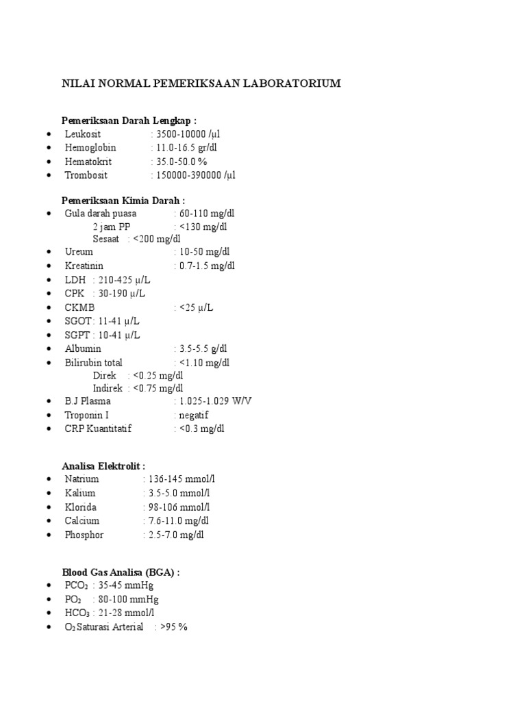 Panduan Nilai Lab & Jamkesda | PDF
