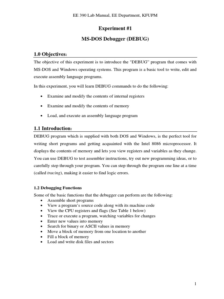EE 390 Lab Manual Debugger Commands | PDF | Assembly Language | Computer Program