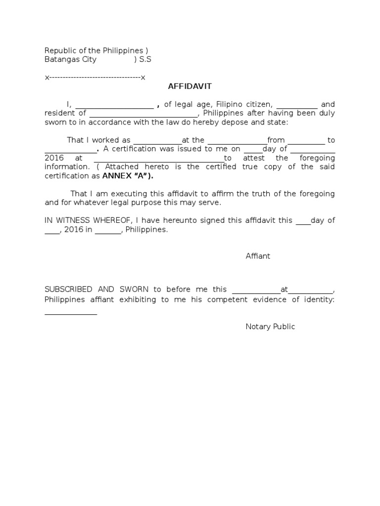 Sample Affidavit For Red Ribbon | PDF