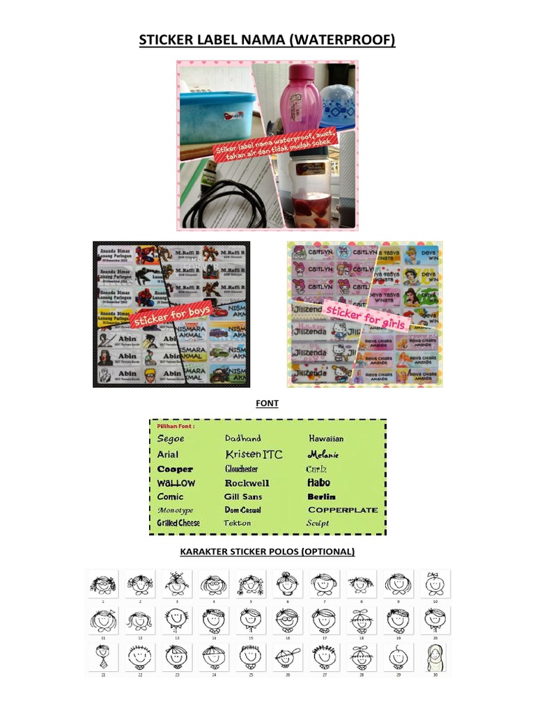 Katalog Sticker Label Nama - INDAH STICKER PDF | PDF