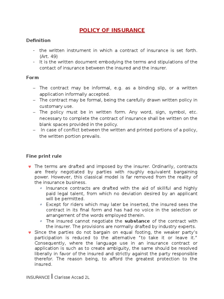 Policy of Insurance | PDF | Insurance Policy | Insurance