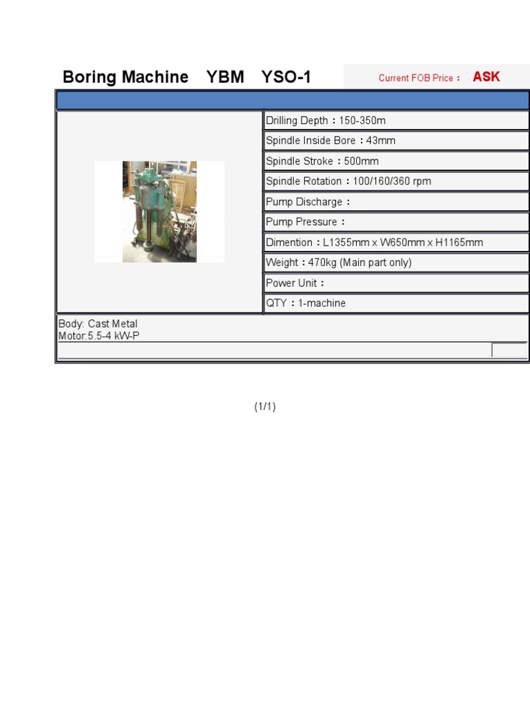 Boring Machine YBM YSO | PDF