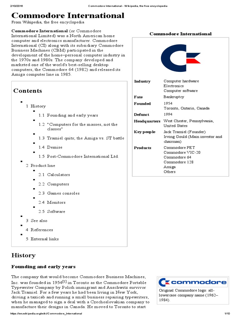 Commodore International - Wikipedia, The Free Encyclopedia | PDF | Personal Computers | Computer ...
