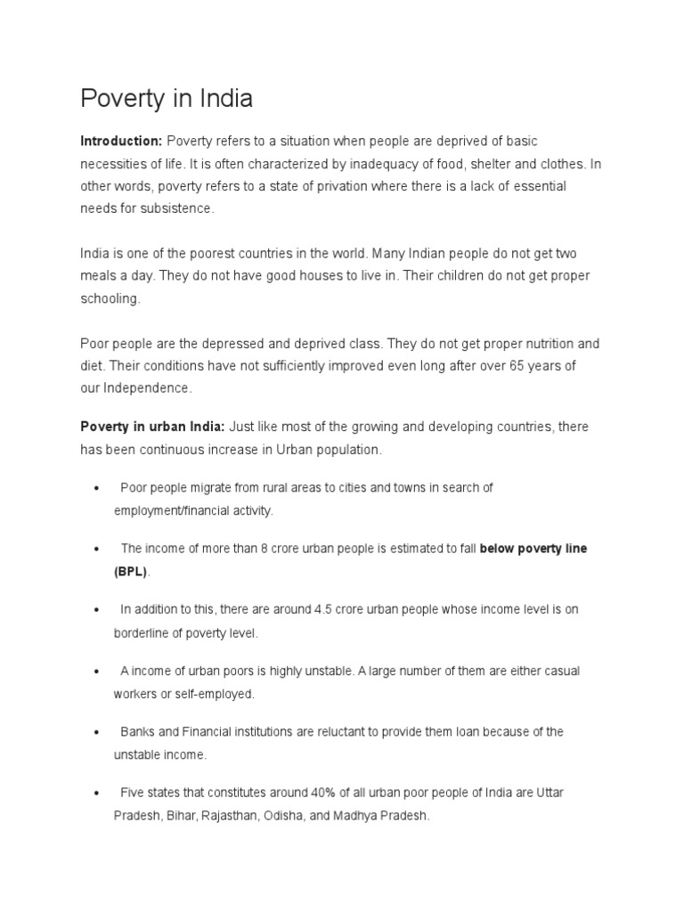 Poverty in India | PDF | Poverty | Poverty & Homelessness