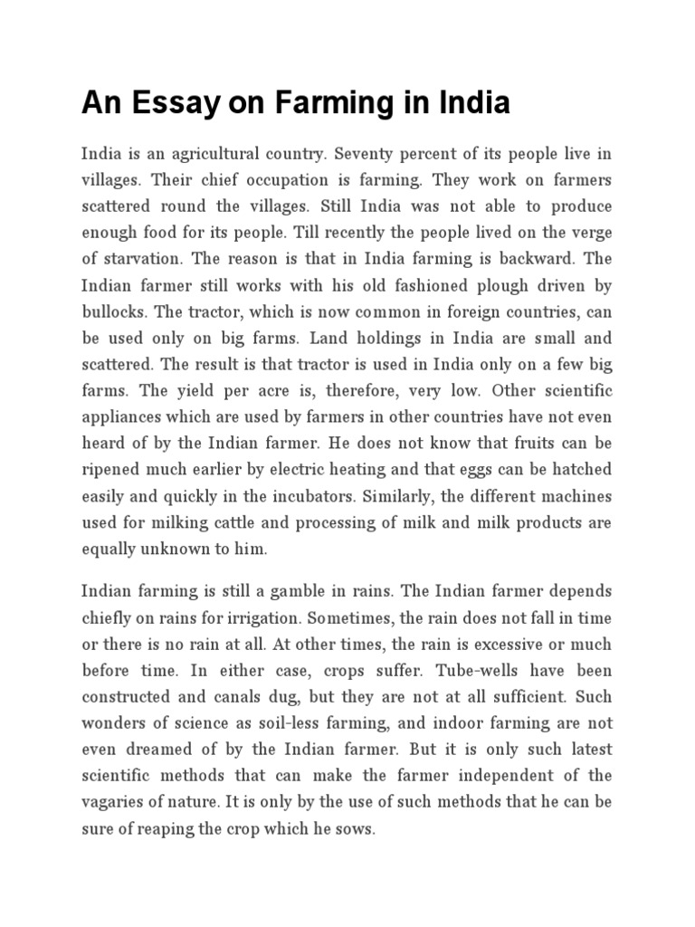 An Essay On Farming in India | PDF | Wheat | Agriculture