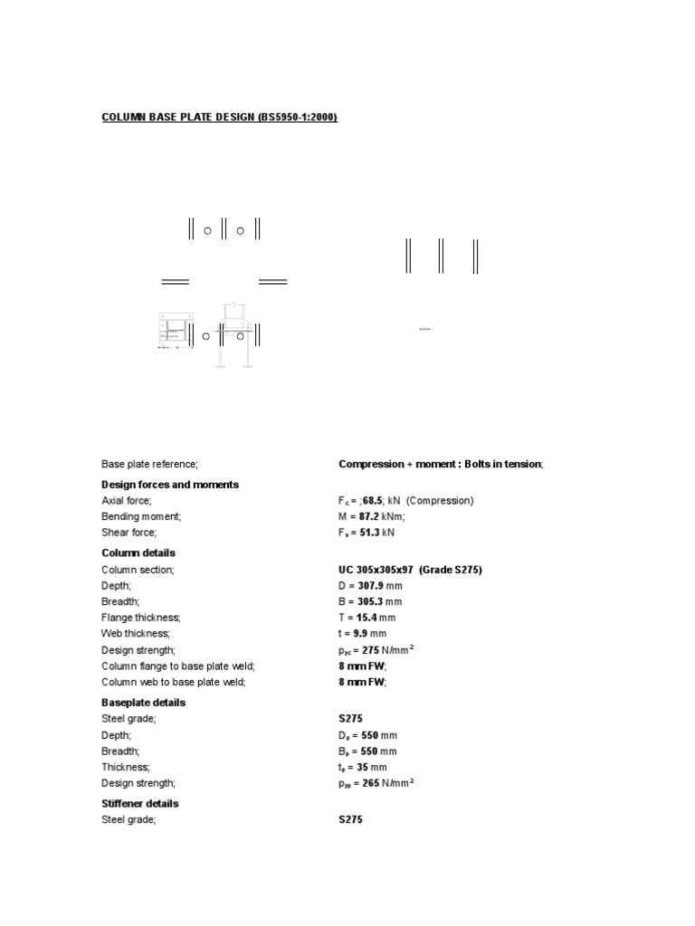 Column Base Plate Design | PDF | Column | Screw