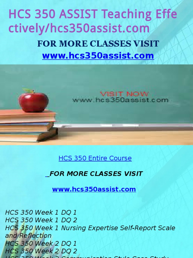 HCS 350 ASSIST Teaching Effectively | PDF | Nursing | Crisis Management