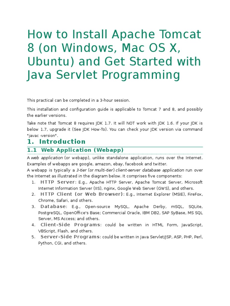 How To Install Apache Tomcat 8 | PDF | Java Server Pages | Web Server