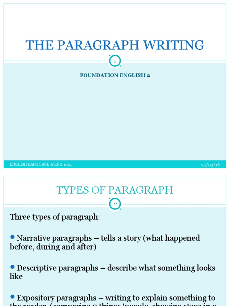NOTES Paragraph Writing | PDF | Sentence (Linguistics) | Paragraph