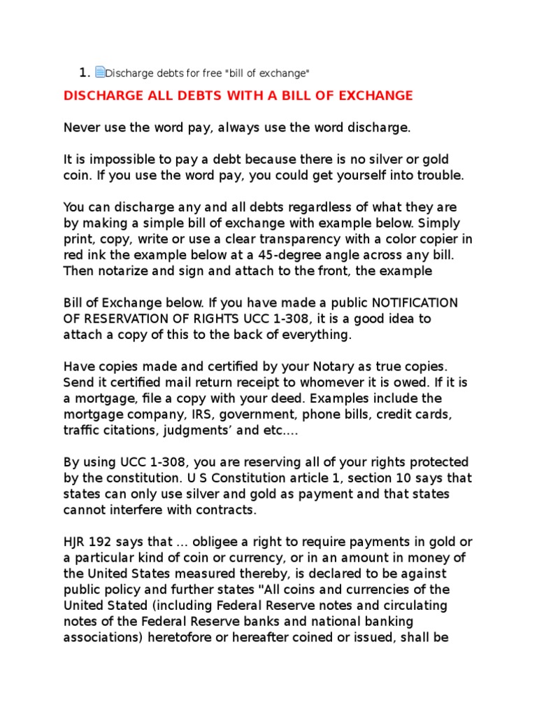 Discharge Debts For Free!! (Info Letter) | Legal Tender | Negotiable ...