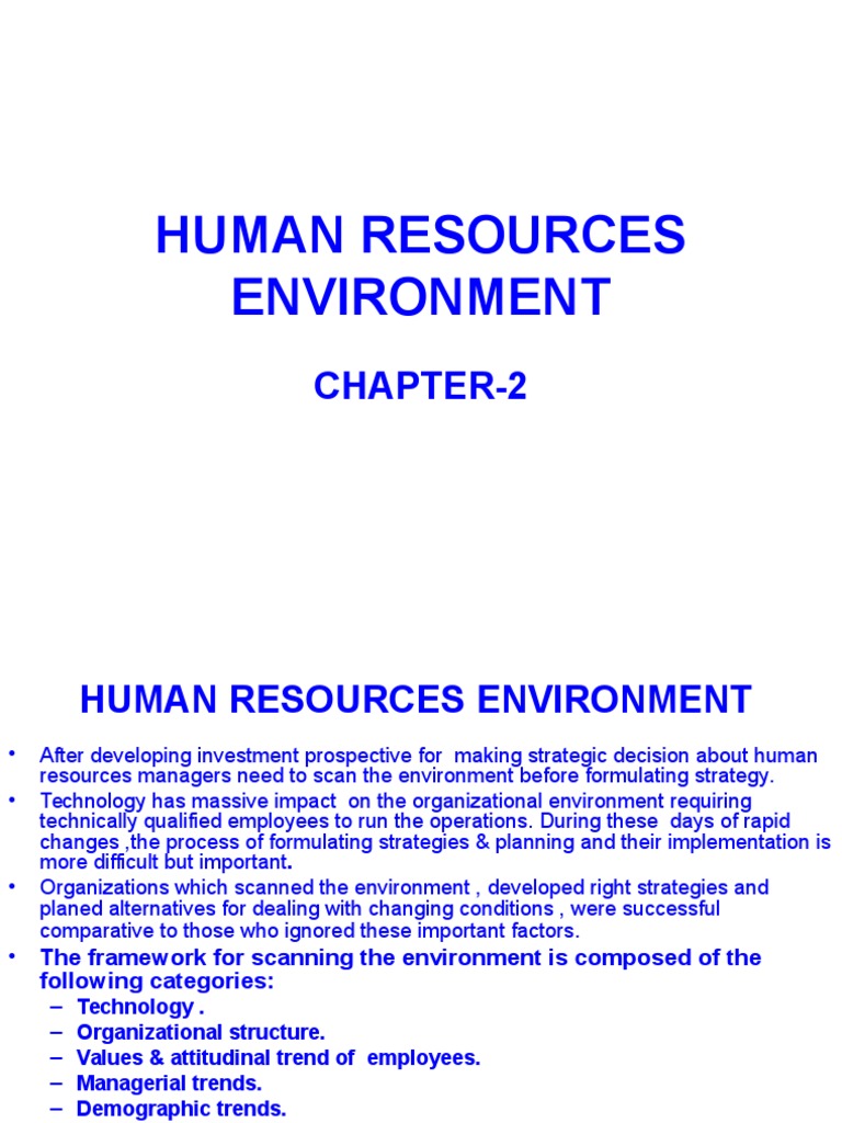 Human Resources Environment: Chapter-2 | PDF | Strategic Management ...