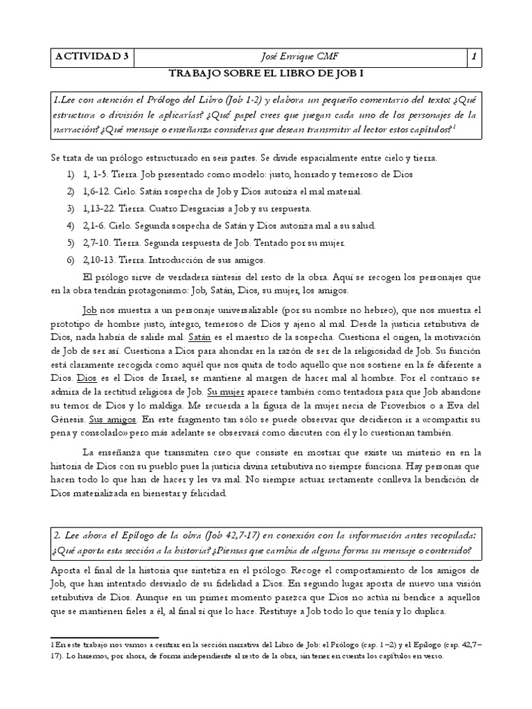 Actividades sobre la historia de Job | PDF | Libro de trabajo | Libro ...