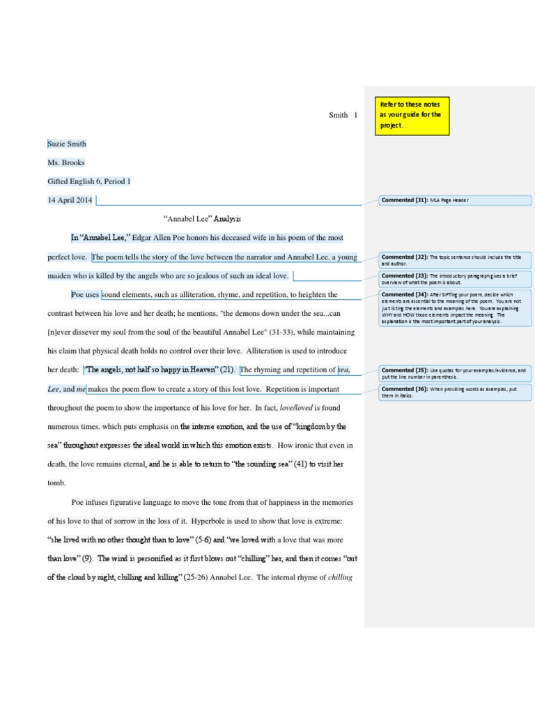 Figurative Language in "Annabel Lee" | PDF | Poetry