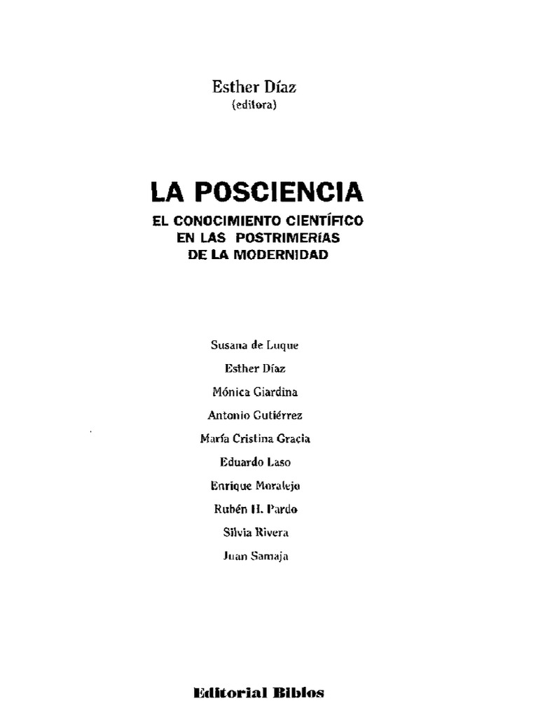 La Posciencia (Díaz, E. Texto de S. de Luque) | PDF | Science | Ciencias sociales