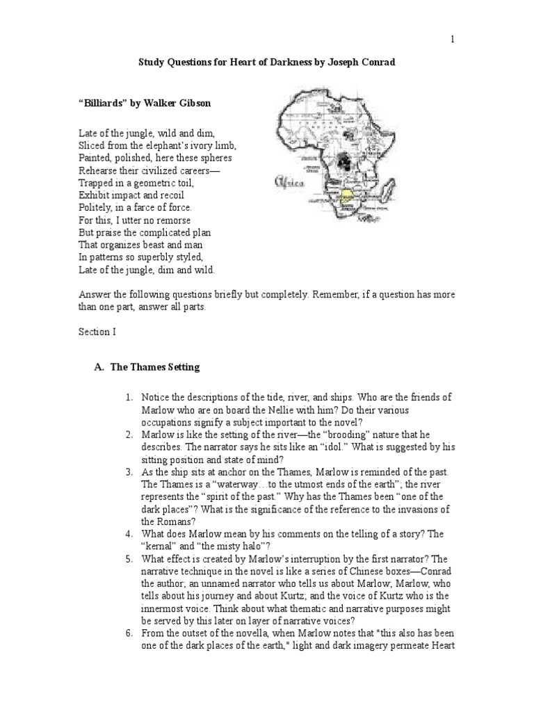 Study Questions For Heart of Darkness | PDF | Kurtz (Heart Of Darkness ...