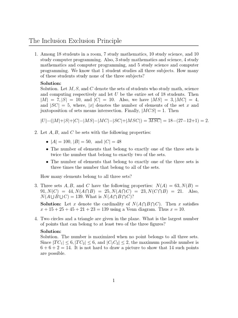 Inclusion Exclusion | PDF | Triangle | Discrete Mathematics