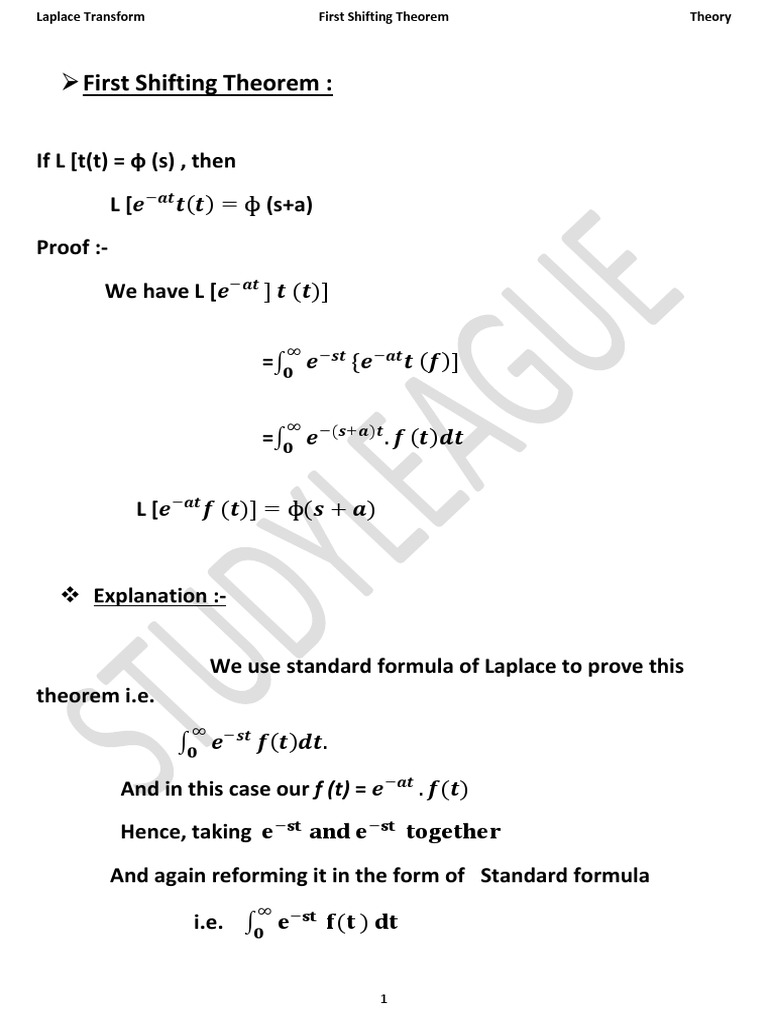 First Shifting Theorem | PDF