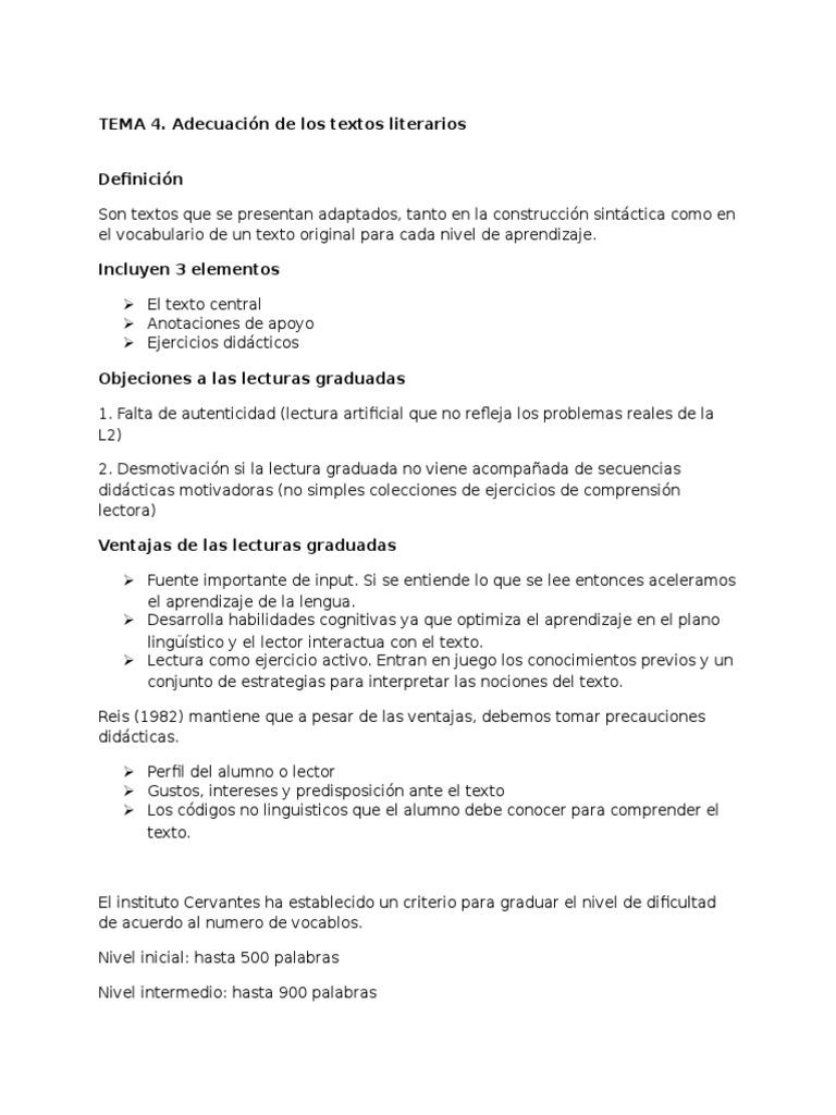 TEMA 4 Lecturas Graduadas | PDF