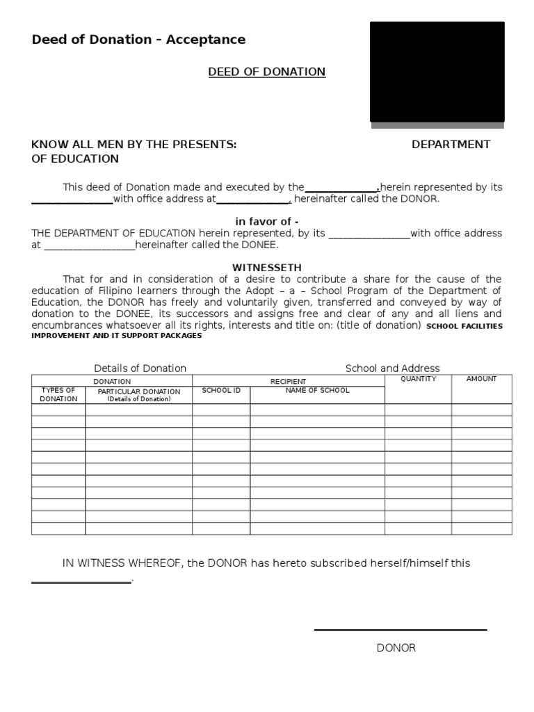 Deed of Donation-Acceptance | PDF | Deed | Civil Law (Common Law)